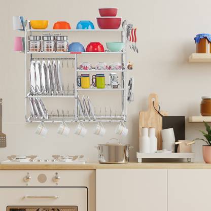 DEMIQON Utensil Kitchen Rack Steel DEMIQON Steel 4 Shelf Wall Mount ...