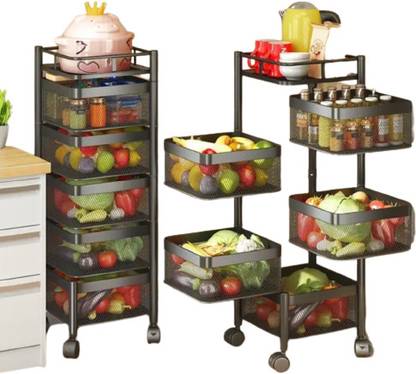 JSAAH 5 Layer Square design Trolly For kitchen, Rotating Trolly For ...