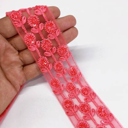 Lami Gajri flower creeper design sequins work embroidery border Lace ...