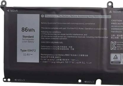 SOLUTIONS-365 70N2F, M59JH, 69KF2 86WH BATTERY FOR DELL ALIENWARE M15 ...