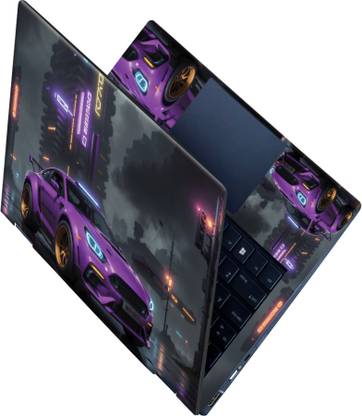SCOTLON All Panel_Purple car with neon light_Premium Laptop Skin Vinyl ...
