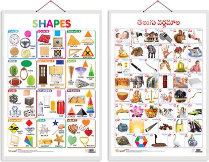 Gift Pack Of 2 Shapes And Telugu Alphabet (Telugu) Charts | Wall ...