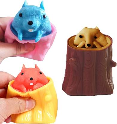 Vibgyor Products Rat Squirrel Wood Half Tree Stump Squeezing Pop Up ...
