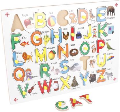 teezy ABCD English Alphabets Wooden Puzzle Board for Kids with Knobs ...