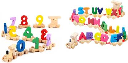 voolex Wooden Numbers Train and Alphabet Train Toy Wooden Set for kids ...
