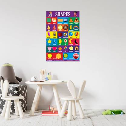 Shapes Chart for Kids learning (11.5 x 17.5 inches) Shape chart for 2 ...