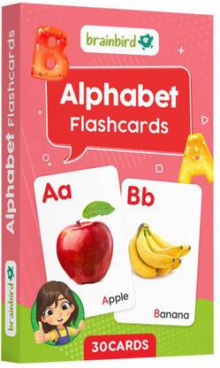 BRAINBIRD Alphabets Flashcards for kids | 30 cards with pictures For 1 ...