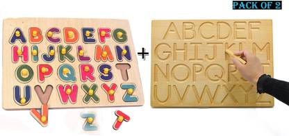 SHALAFI PackOf2 Wooden ABCD Blocks for Kids Alphabets Learning ...