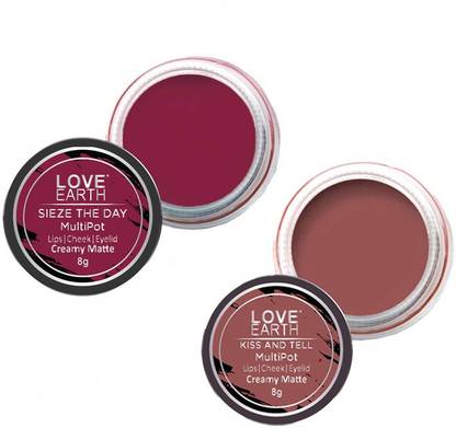 LOVE EARTH Lip & Cheek Tint Combo Mauvish Pink & Raspberry Pink for ...