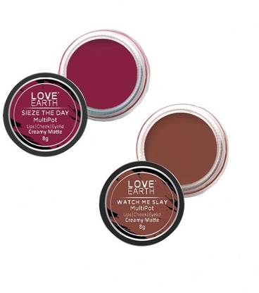 LOVE EARTH Lip & Cheek Tint Combo Raspberry Pink & Caramel Brown for ...