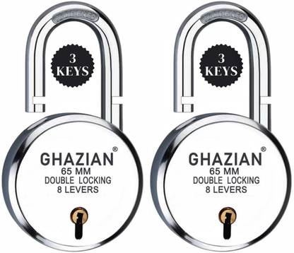 Ghazian G-10 65mm Lock With 3 Keys Hardened Shackle Double Locking 8 ...