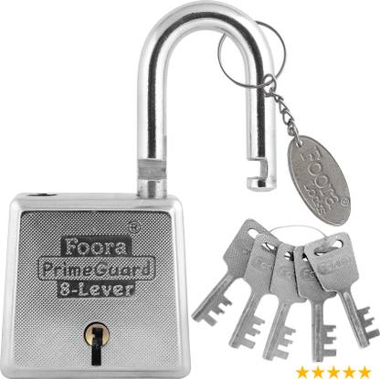 Foora PrimeGuard Square 60MM with 5 Keys, Double Locking, Zinc Iron 8 ...