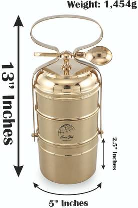 Flipkart.com | Brass Globe Brass Tiffin | Brass Lunchbox | Pital Dabba ...