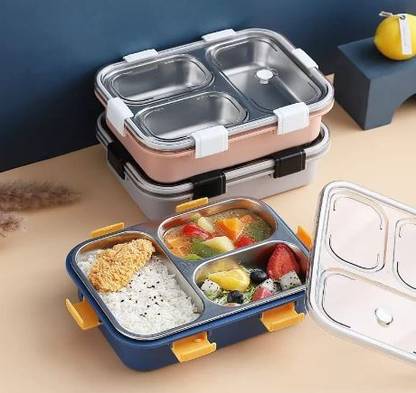 Flipkart.com | ADICHAI Leak Proof 3 Compartment Stainless Steel Lunch ...