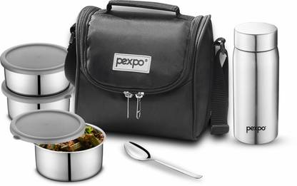 Flipkart.com | pexpo Stainless steel Lunch Box with 400ml Steel Bottle ...