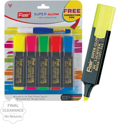 Flipkart.com | FLAIR Super Glow Highlighter with Correction Pen ...