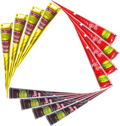 VIMAL s Sehnaaz Mixed Colour Instant Henna Cones, Chili Red, Gold ...