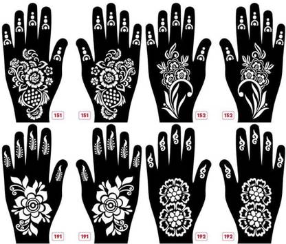 stylishdecor pack of 8 hand beautifull mehandi sticker Synthetic ...