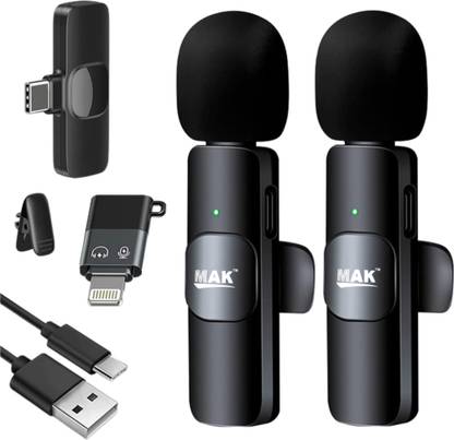 MAK Dual Wireless Microphone for YouTube, Vlogging, Recording at Best Price