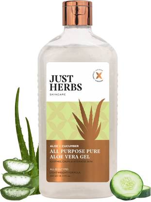 Just Herbs Aloe and Cucumber All Purpose Pure Aloe Vera Gel for Face ...