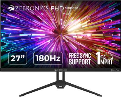 ZEBRONICS 68.58 cm (27 inch) Full HD IPS Panel with HDR10, DP, 2x HDMI ...
