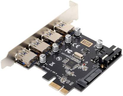 TECHGEAR black PCI-E to USB 3.0 HUB PCI Express Expansion Card Adapter ...