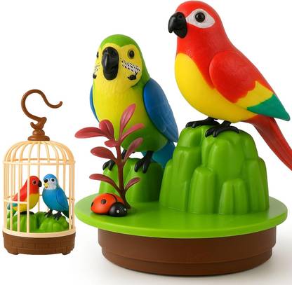 mega star Singing & Chirping Bird Battery Operated Hanging Cage Music ...