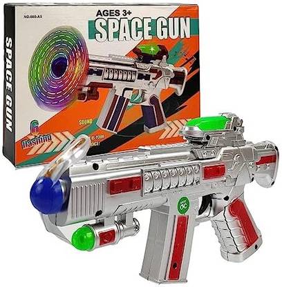 UPSARG Gun Toy With LED Matrix Flashing Rotating Fan, Musical Battery ...