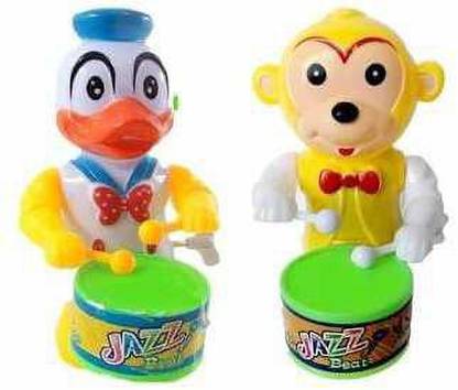 PRVPASHION Key-Operated Animal Duck Drummer Toy with Drumming and ...