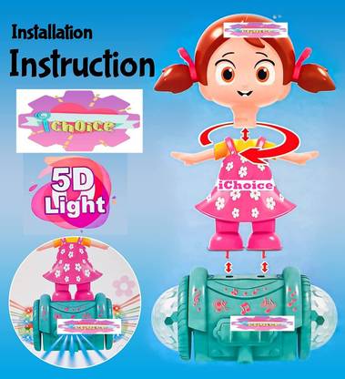 Toyvala Rotating Bump & Go Musical Dancing Girl Doll With Flashing ...