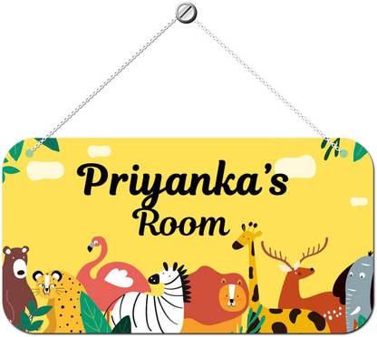 ARTBUG Wooden Priyanka Door Sign Kids Room Name Plate Price in India ...