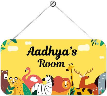 ARTBUG Wooden Aadhya Door Sign Kids Room Name Plate Price in India ...