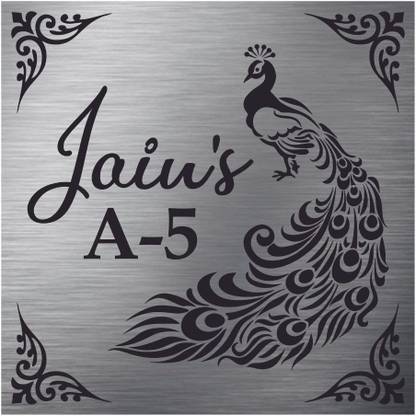 Yash Creations Stainless Steel Home Name Plate With Peacock Design ...