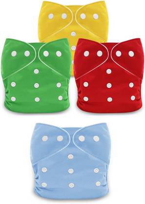 BATANIYA Washable Reusable Adjustable Diapers(Green Yellow Red Blue 4 ...