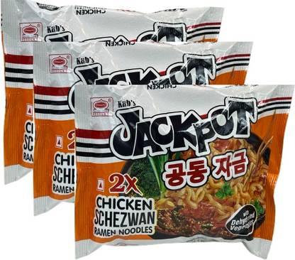 JACKPOT 2X Chicken Schezwan Ramen Noodles 100gm (Pack of 3) Instant ...