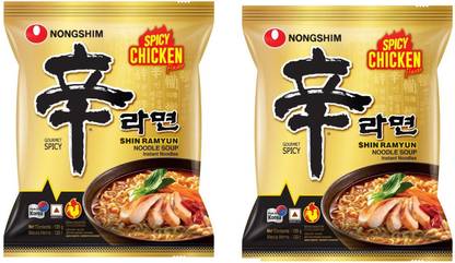 Nongshim Spicy Chicken Shin Ramyun Noodes 120gm (Pack of 2 ) Instant ...