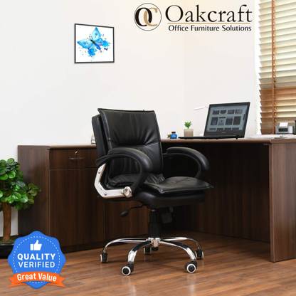 Oakcraft SkCraft Black Office / Study Chair Leatherette Office ...