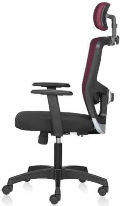 Transteel Fluid-Basics-HB-Maroon Leatherette, Mesh Office Adjustable ...