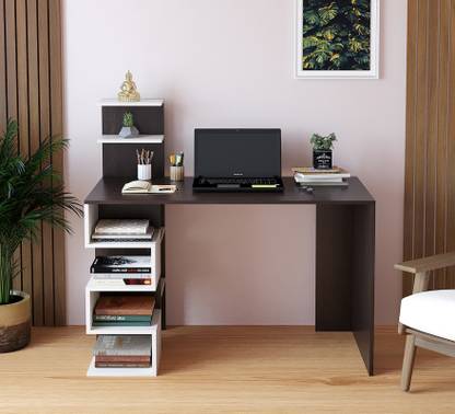 Burlyworth Edward Computer Table with Storage, WFH, Laptop Desk ...