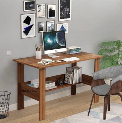 lukzer Engineered Wood Computer Desk with One Tier Shelves Laptop Study ...