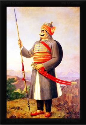 Braj Art Gallery Maharana Pratap Mewar King with Javelin and Sword ...