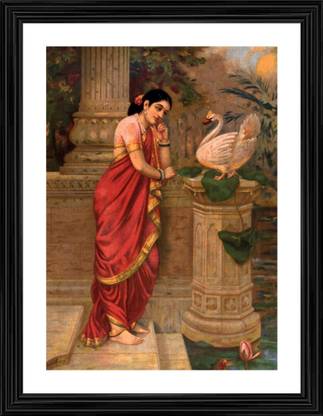 FRAMEPIC Hansa-Damayanti (1899). A Raja Ravi Varma Painting. Digital ...
