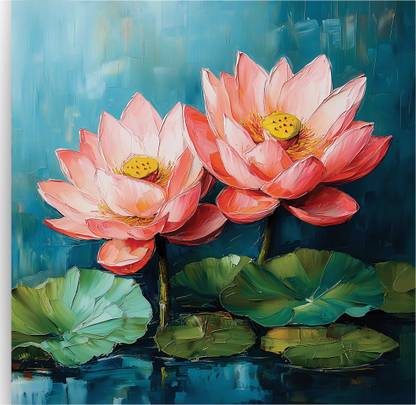 Viventiq pink lotus flower painting [without frame] | vastu painting ...