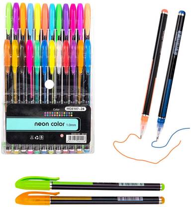 PASS & PLAY Neon Color Gel Pen Set Metallic, For Coloring Kids ...