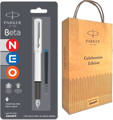 PARKER BETA NEO FOUNTAIN PEN WITH STAINLESS STEEL (White) With Gift Bag ...