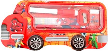 Flipkart.com | AuM Bus Shaped Double Storage Spiderman Art Metal Pencil ...