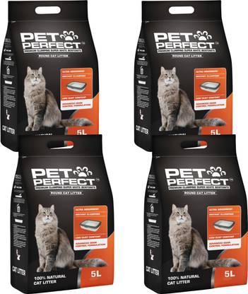 pet perfect Premium Round Cat Litter Fast Clumping (Pack of 4-Total 20 ...