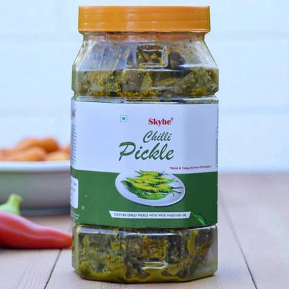 SKYBE Tangy Homemade Indian Green Chilli Pickle | Authentic Spicy ...