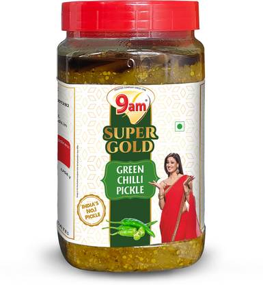 9am Super Gold Green Chilli Pickle 900g Green Chilli Pickle Price in ...