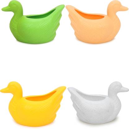 JOREN PACK 4 Duck Shape Flower/Gamla/Planter/Pot Plastic Plant ...